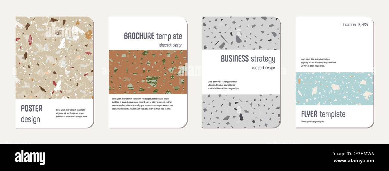 School notebook cover design. Terrazzo abstract background made of ...