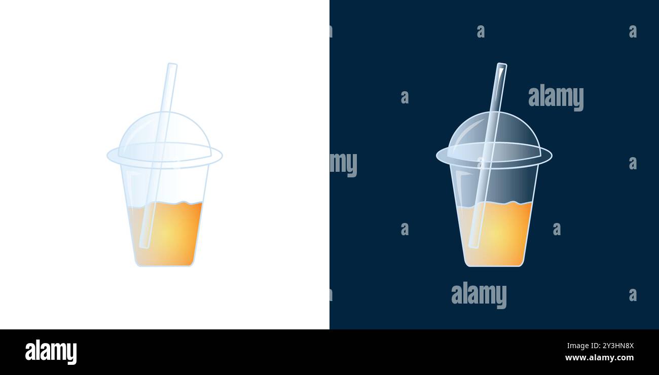 Two Juice Cups with Straw Vector Illustration Stock Vector Image & Art ...