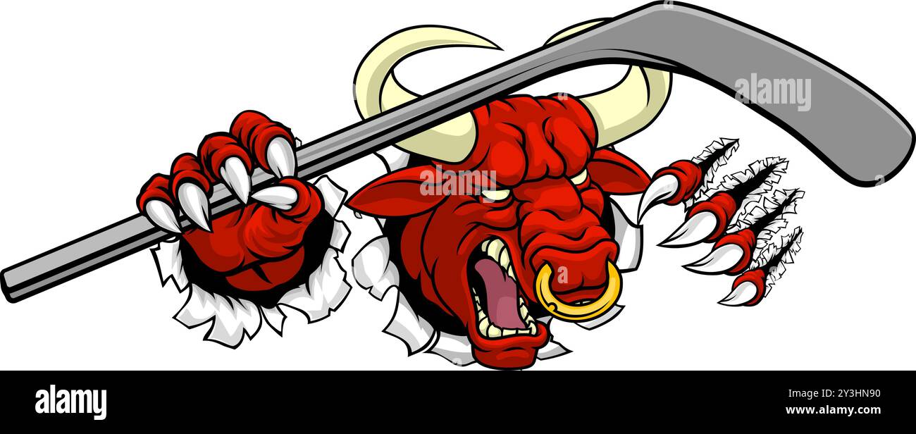 Bull Minotaur Longhorn Cow Ice Hockey Mascot Stock Vector Image & Art ...