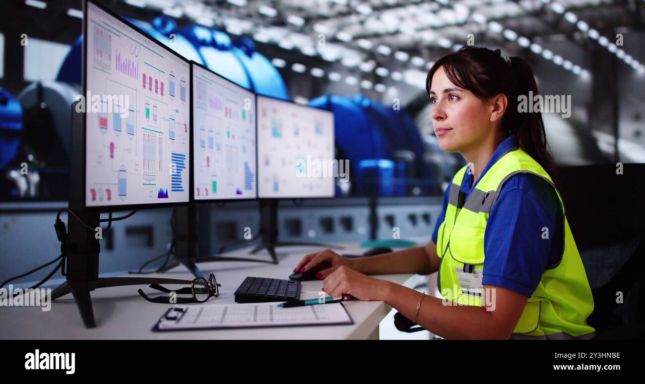 Engineer Operators Using Scada System At Industrial Plant Stock Photo - Alamy