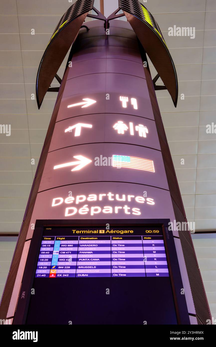Electric column with Departures information in Pearson Airport, Toronto ...