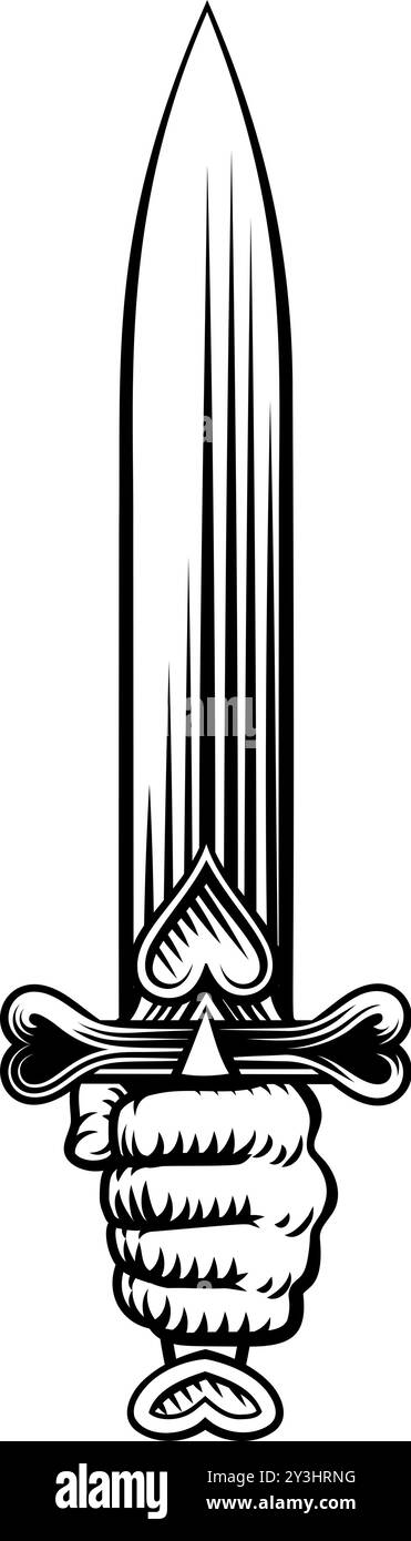 Sword Medieval Weapon Vintage Woodcut Tattoo Style Stock Vector Image ...