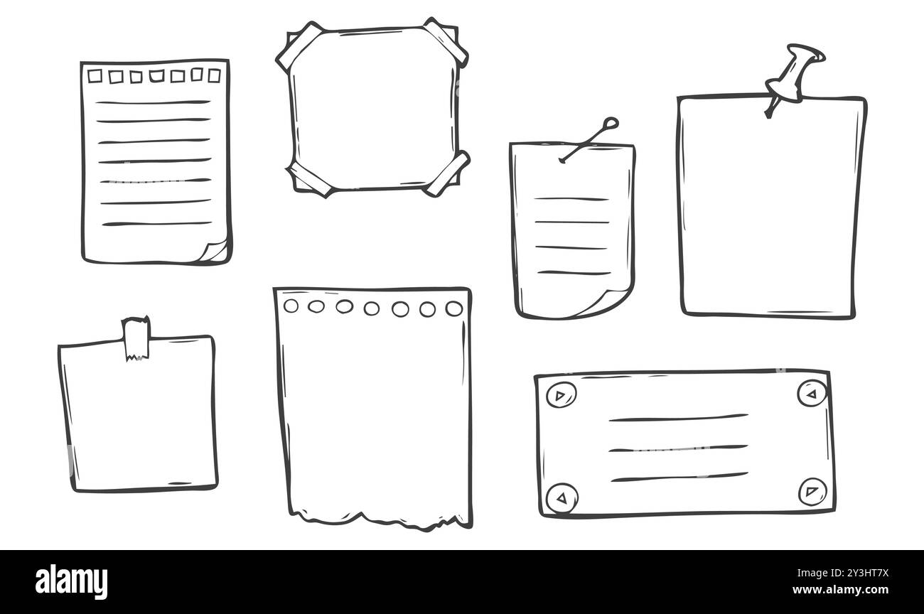 Sketch notepaper for messages vector set Stock Vector Image & Art - Alamy