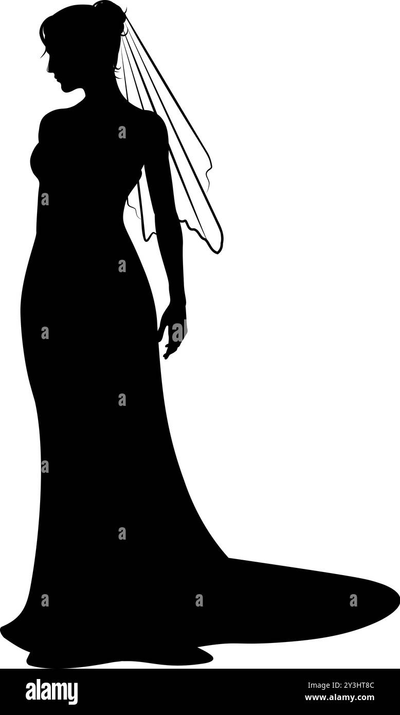Bride Bridal Wedding Dress Silhouette Woman Design Stock Vector Image ...