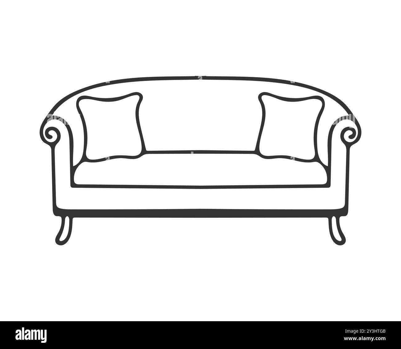 Venetian sofa contour drawing with pillows, cozy place for rest and ...