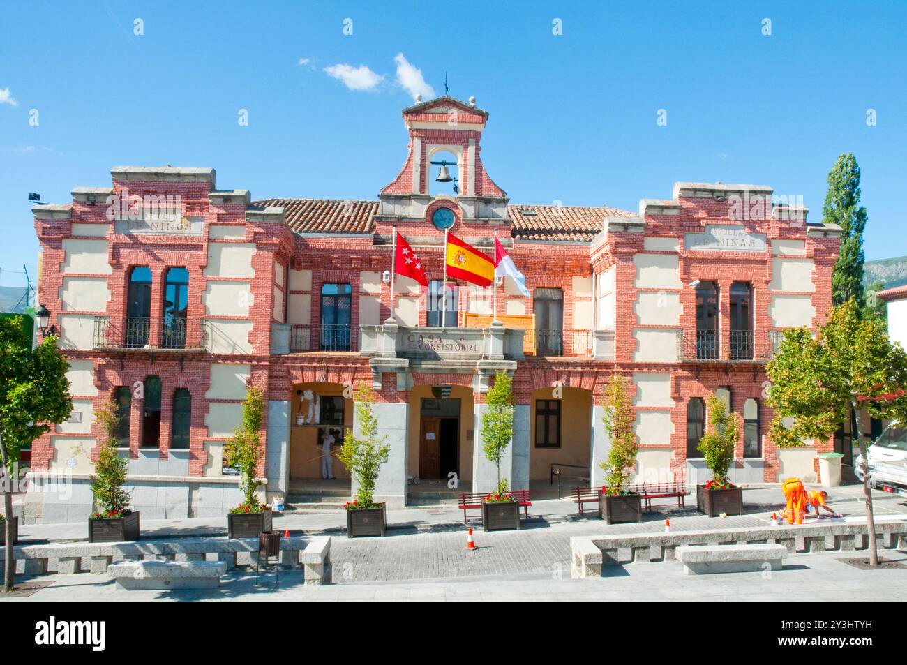 Facade of the town hall. Villa Square, Rascafria, Madrid province ...