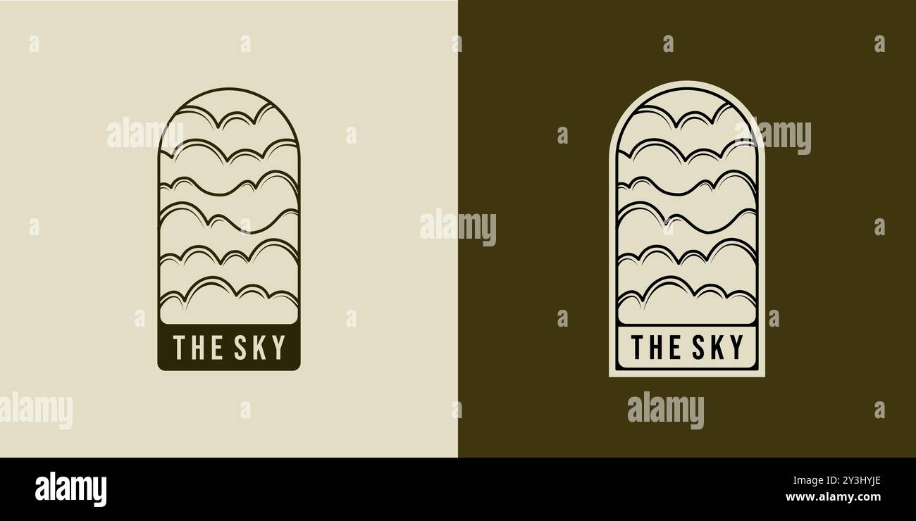 Abstract sky or cloud logo vector illustration. Boho logo emblem with ...