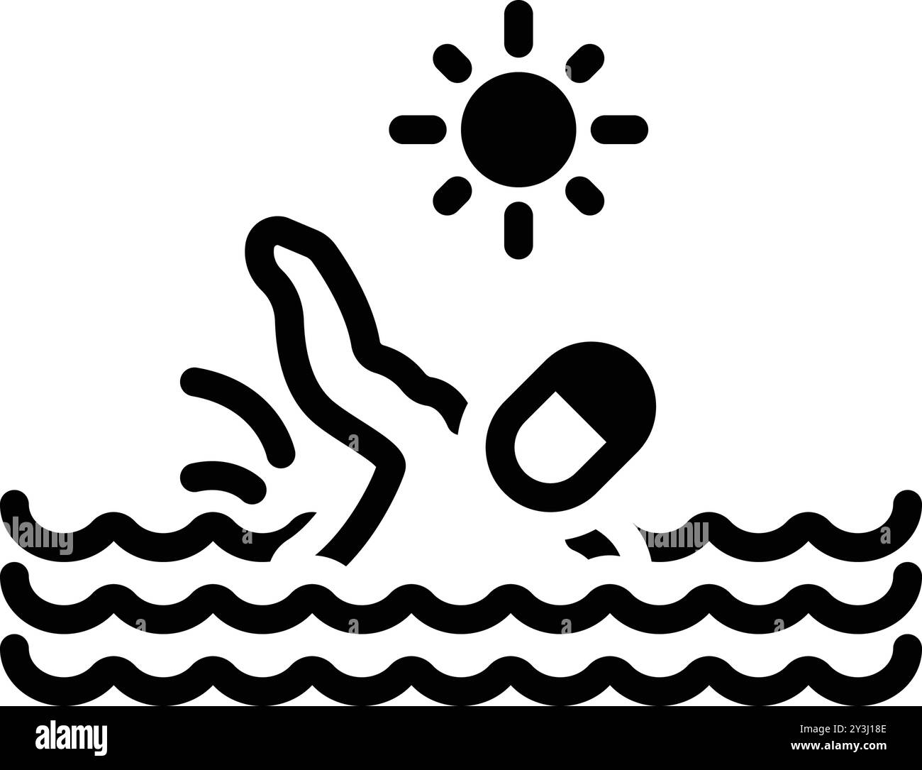 Silhouette swimmer swimming underwater Black and White Stock Photos ...