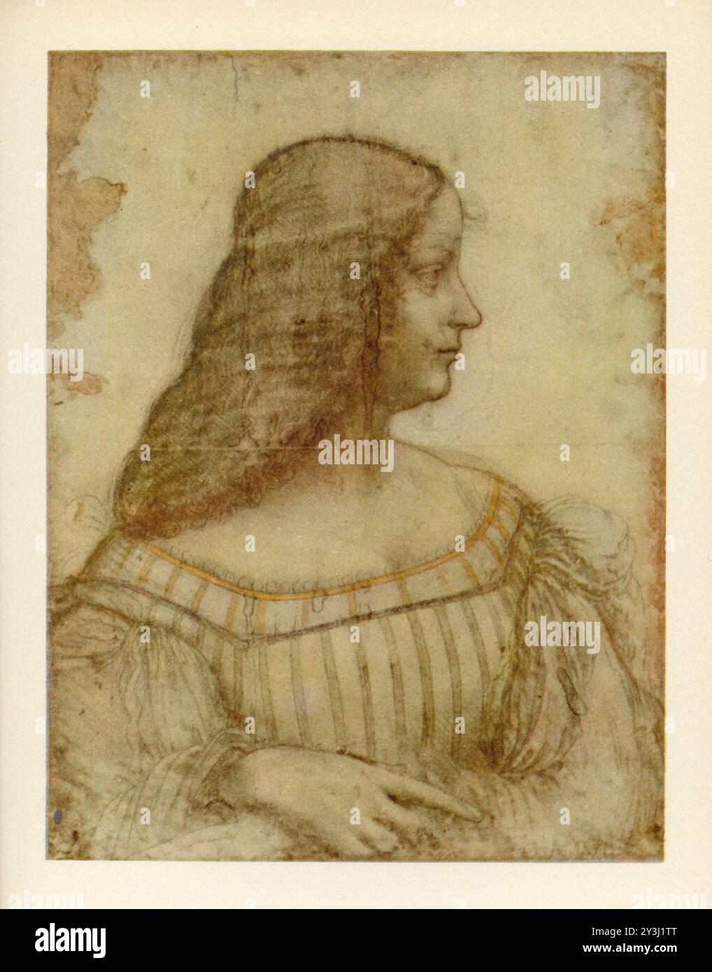 LEONARDO DA VINCI. PORTRAIT D'ISABELLE D'ESTE. PIERRE NOIRE ET FUSAIN ...