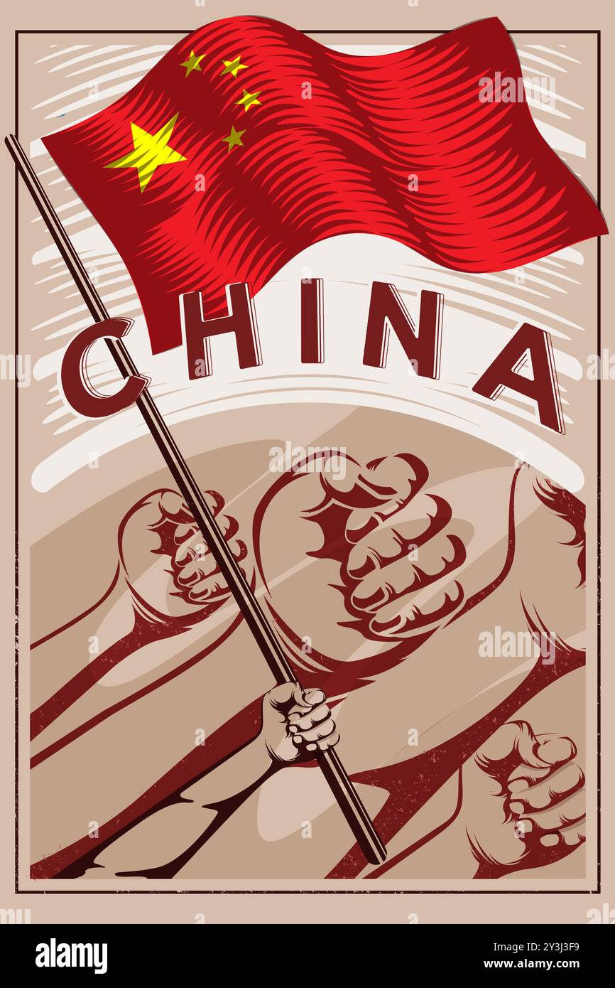 National flag of china poster design. Arms holding chinese flag poster ...