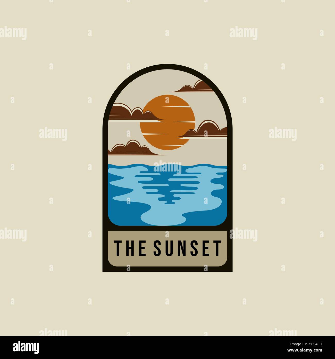 Sunset Logo Vector Illustration Design. Sunrise Vintage Logo badge ...