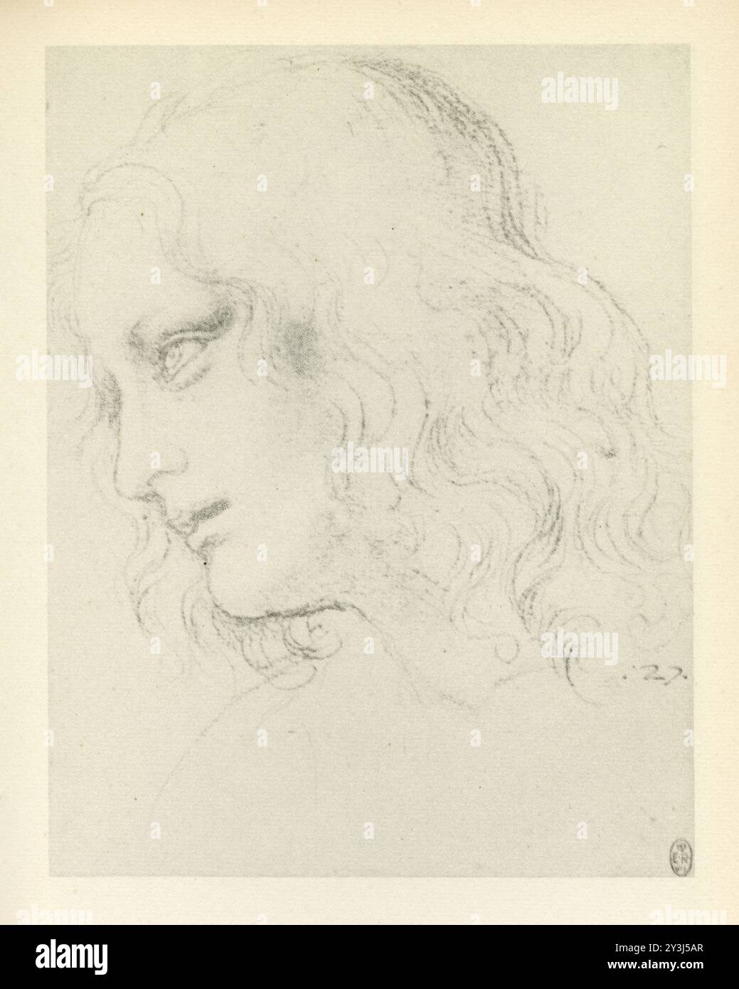 LEONARDO DA VINCI. SAINT PHILIPPE. FUSAIN NOIR. 19 CM X 15 CM Stock ...