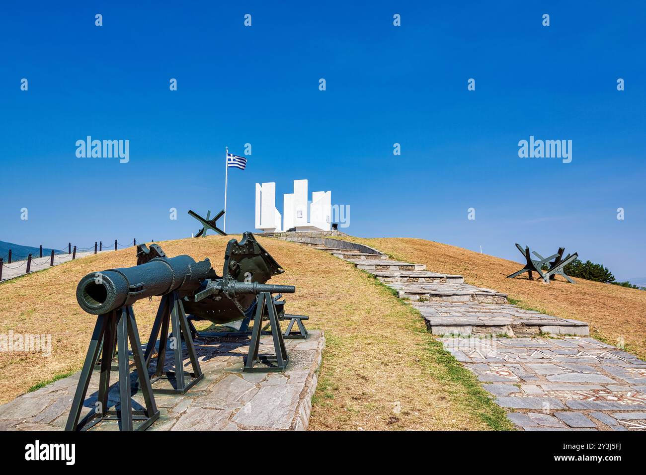 The WWII memorial at Fort Roupel in Greece, featuring artillery ...