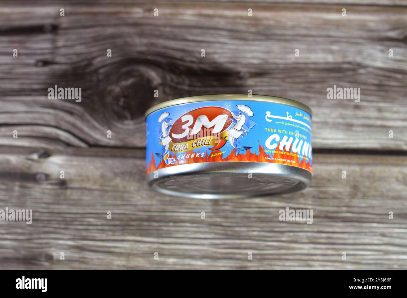 Cairo, Egypt, August 31 2024: 3M Tuna chili chunks with chili pepper ...