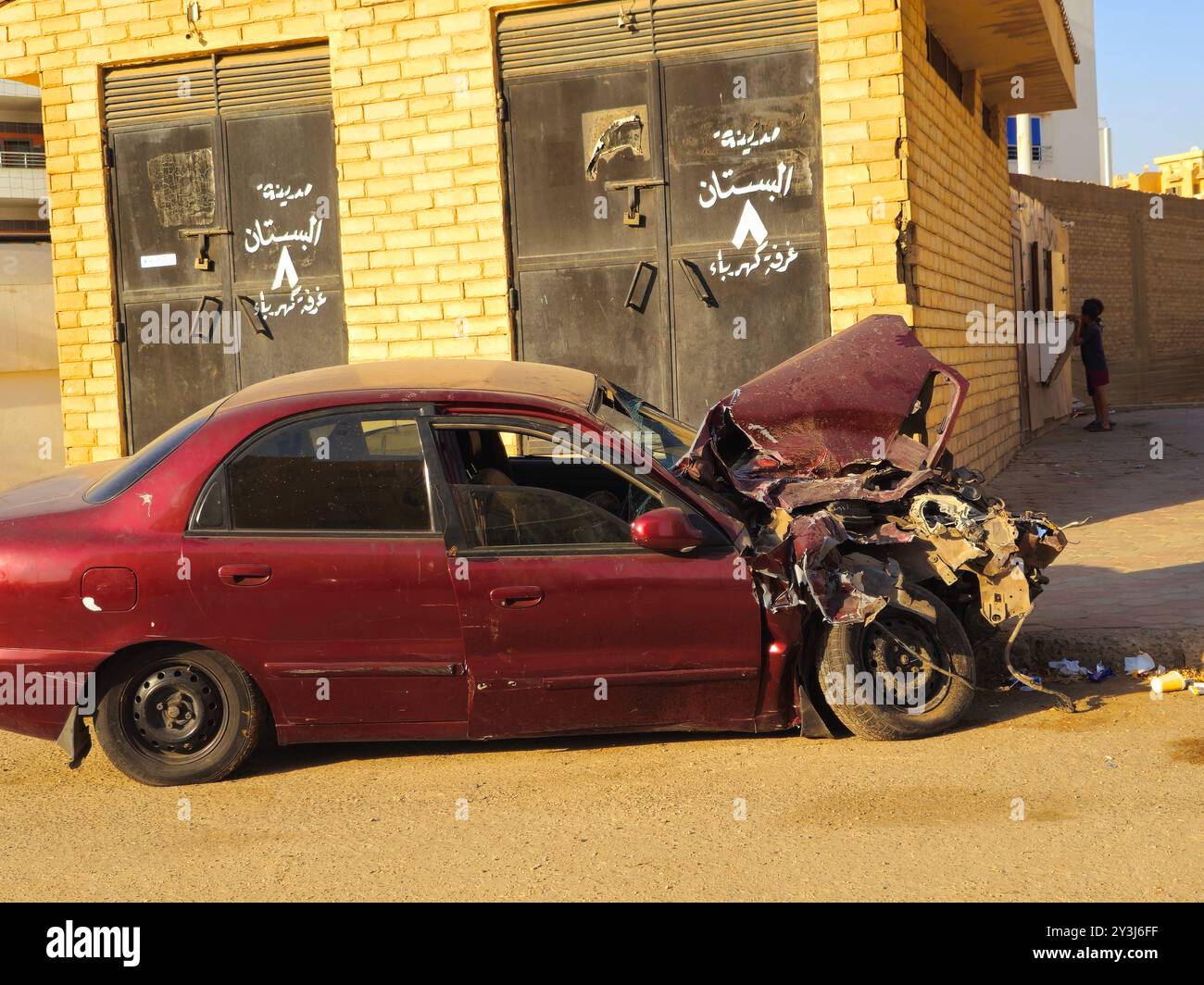 Cairo, Egypt, August 31 2024: The aftermath of an accident due to ...