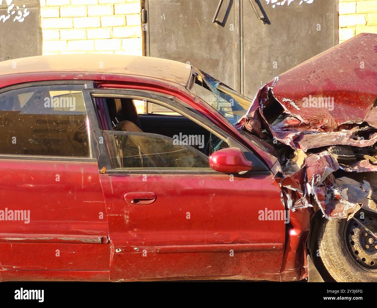 Cairo, Egypt, August 31 2024: The aftermath of an accident due to ...