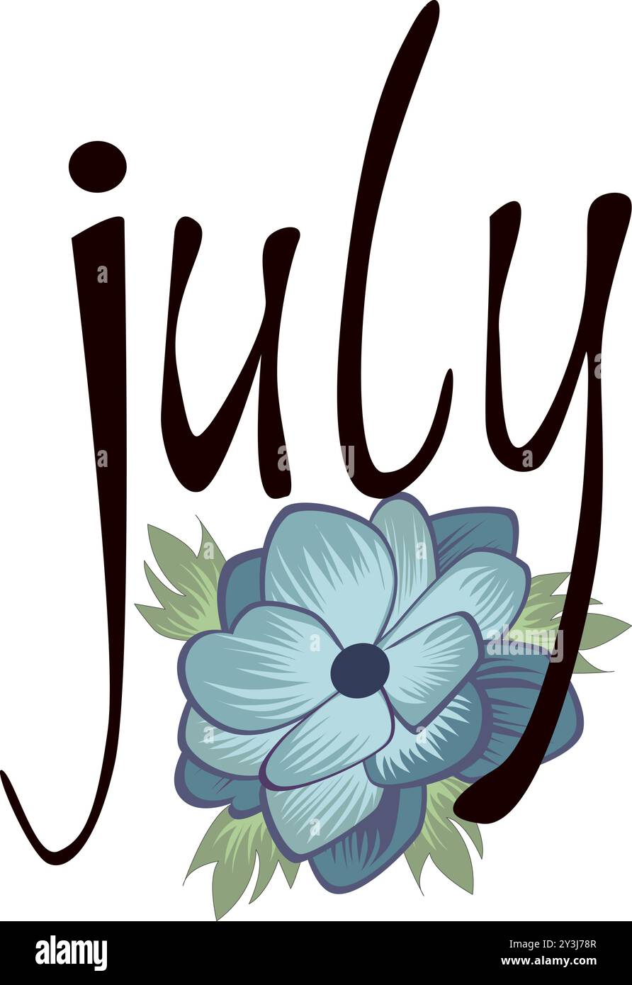 Set Vector Lettering of Month. Handwritten modern black outline ...