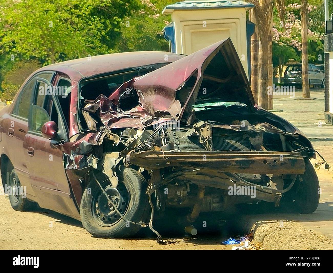 Cairo, Egypt, August 30 2024: The aftermath of an accident due to ...
