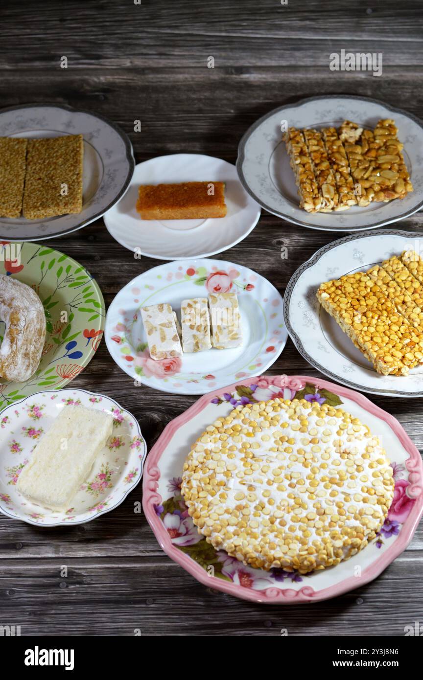 collection of Eastern candy chickpeas, peanuts, sesame, walnuts taffy ...