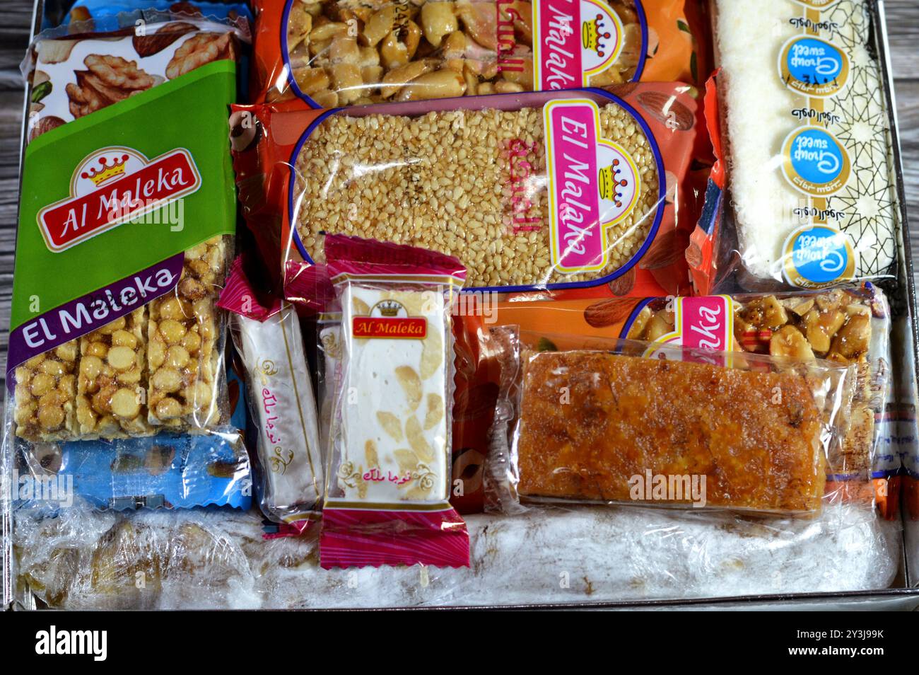 Cairo, Egypt, September 6 2024: collection of Eastern candy chickpeas ...