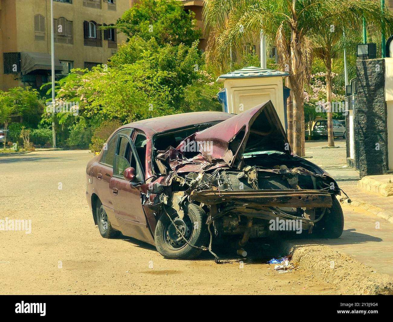 Cairo, Egypt, August 30 2024: The aftermath of an accident due to ...