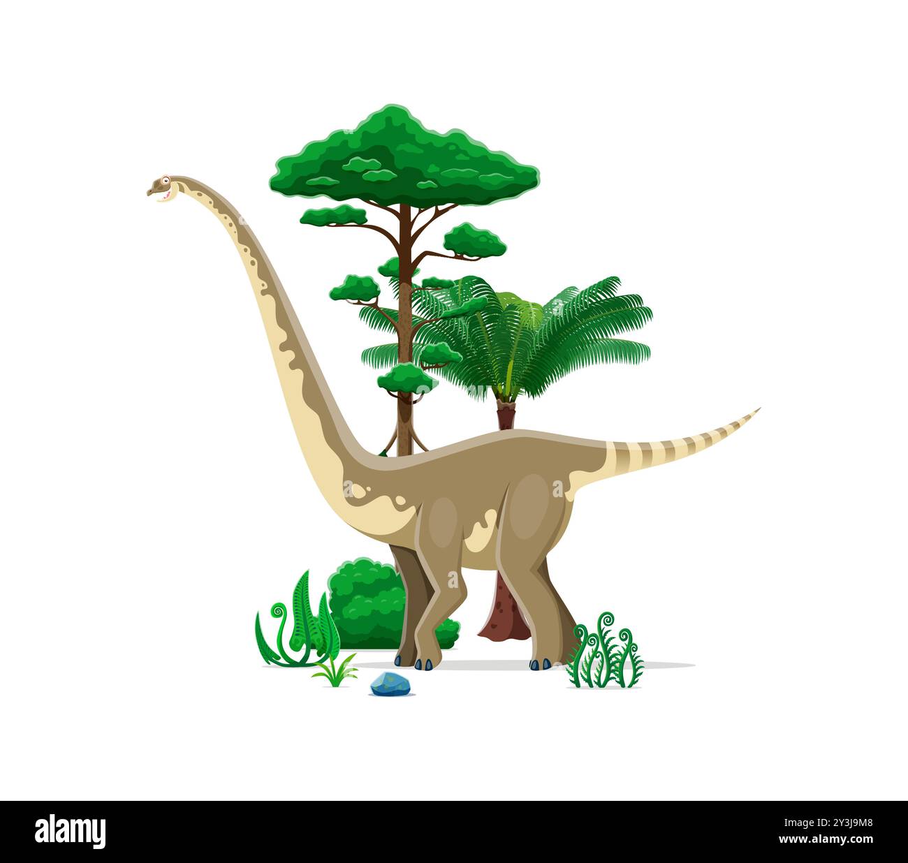 Omeisaurus prehistoric dinosaur character. Long-necked dino standing ...