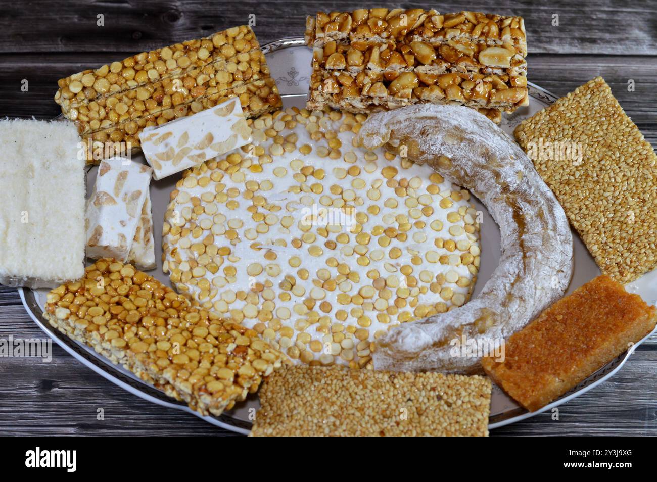 collection of Eastern candy chickpeas, peanuts, sesame, walnuts taffy ...