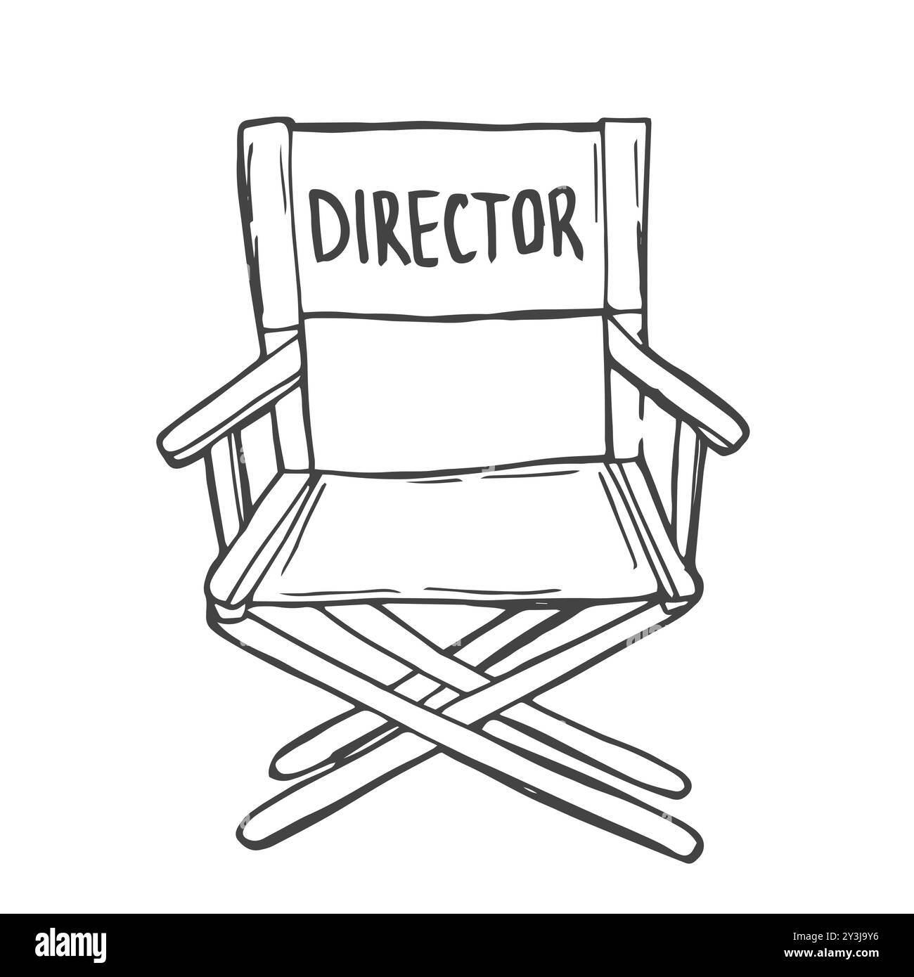 Movie director chair doodle line icon. Film director chair isolated ...