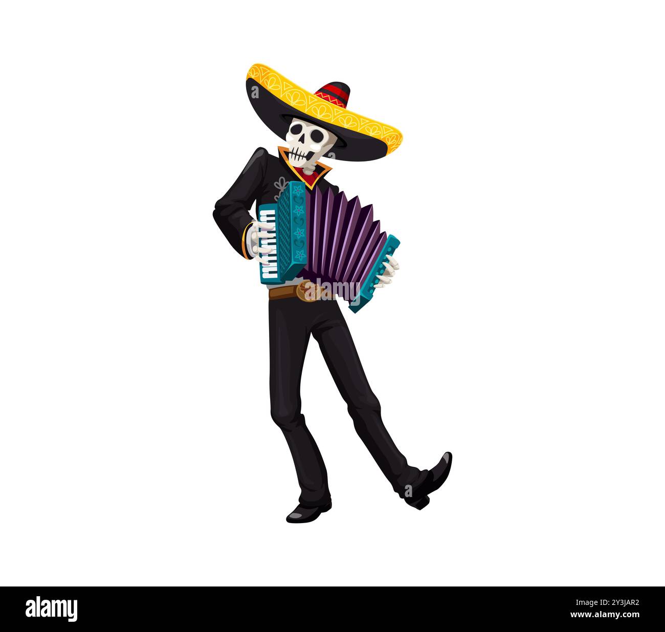 Cartoon day of the dead dia de los muertos mexican mariachi musician ...