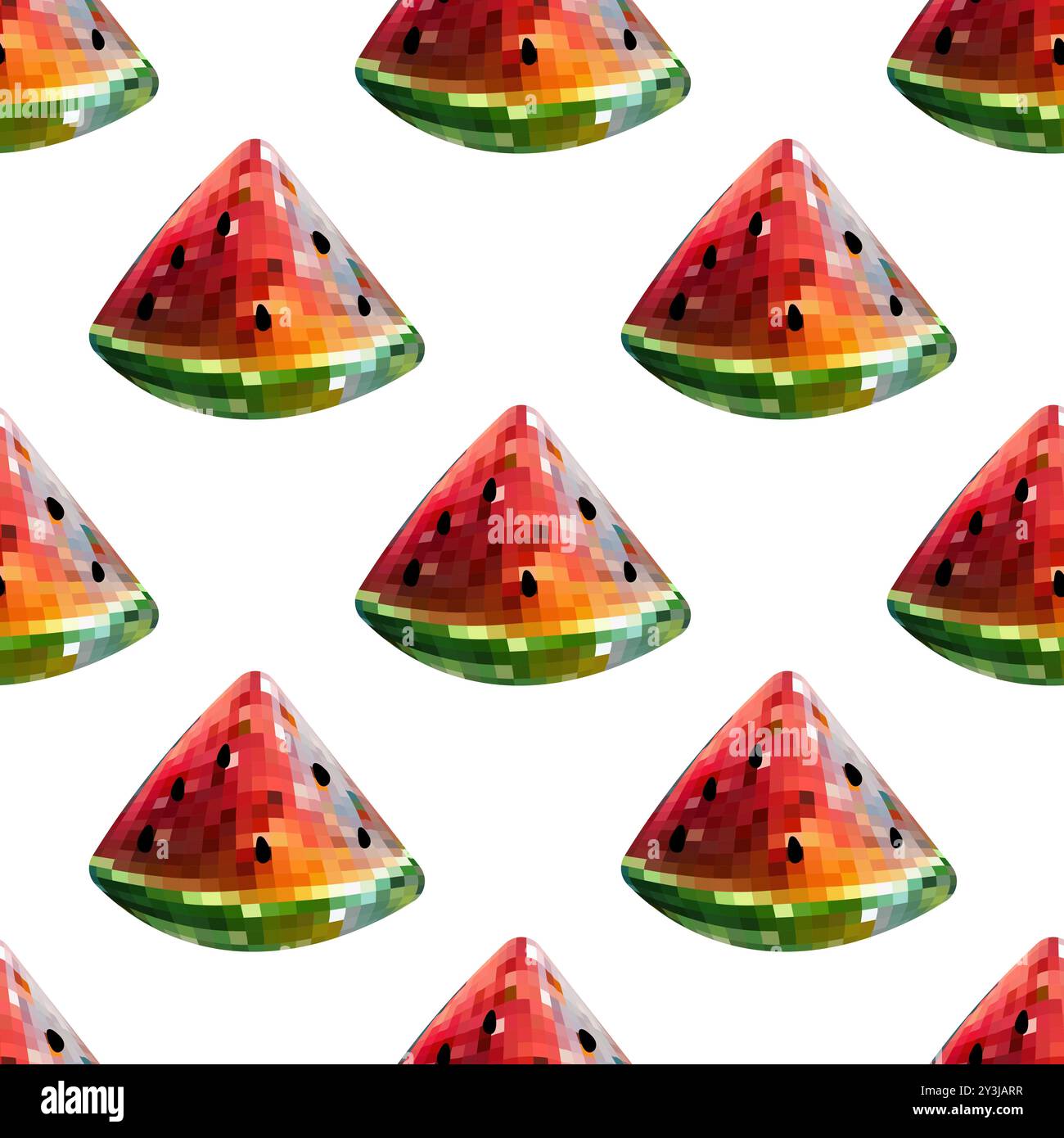 Seamless pattern disco mirror ball slice watermelon. Mosaic style ...