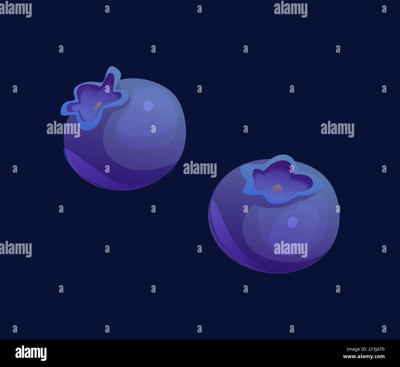 Cartoon blueberry fruits. Isolated vector two fresh berries with rich ...