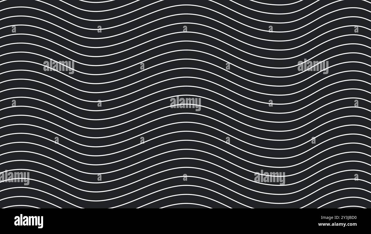 Inverted wavy white lines on black background. Abstract stripes pattern ...