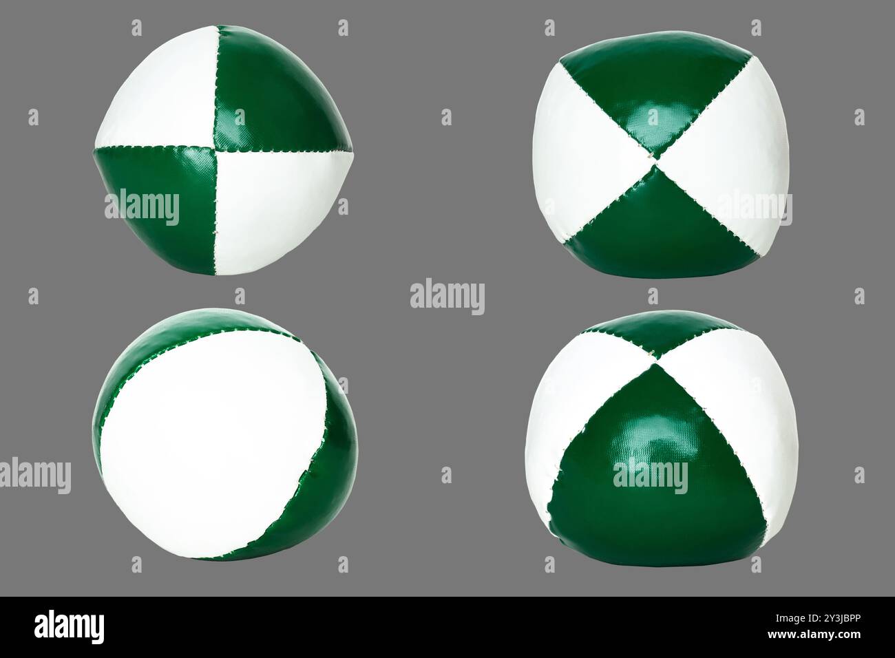 4 isolated juggling balls in different positions and angles. Grey ...
