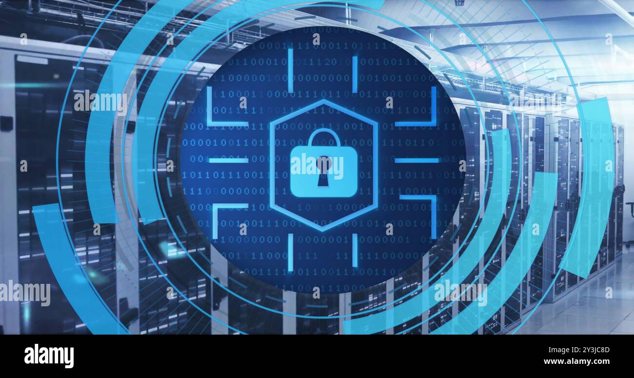 Security padlock icon over network hi-res stock photography and images ...