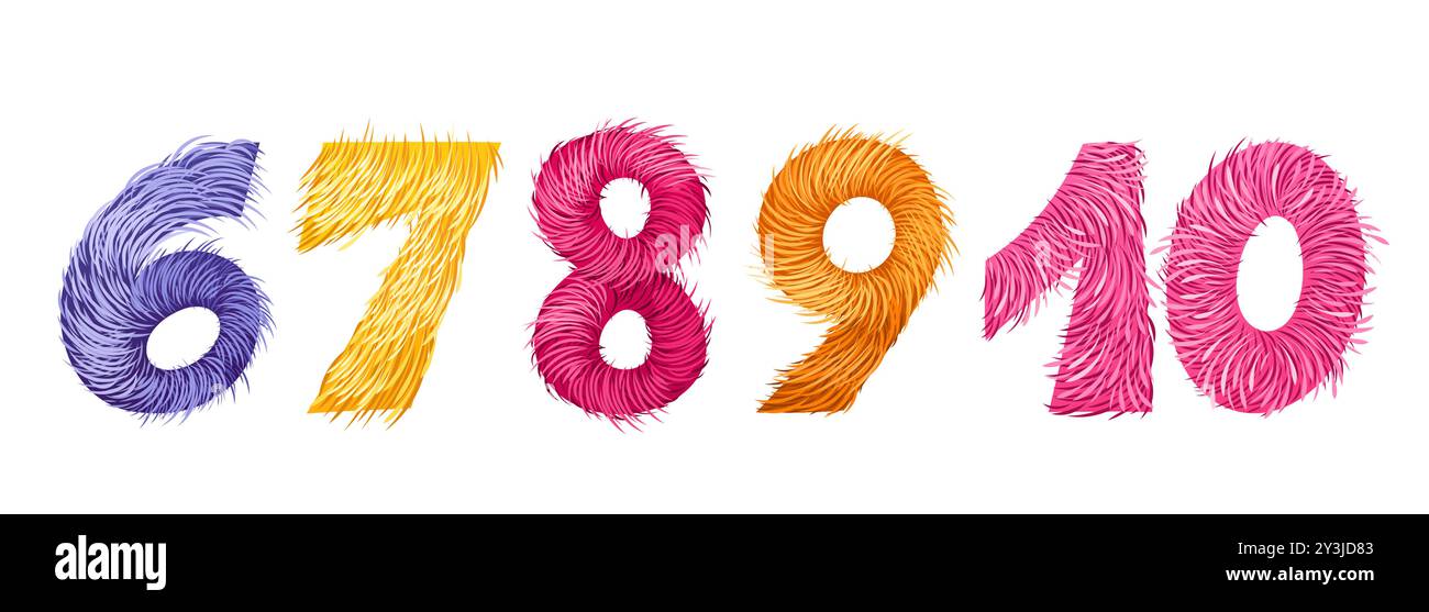 Set of festive furry numbers from 6 to 10 Stock Vector Image & Art - Alamy
