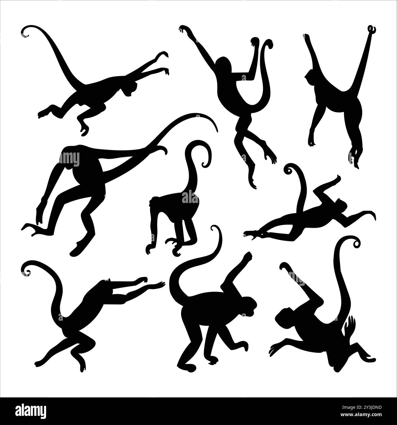 Set of monkey silhouette illustration isolated vector Stock Vector ...