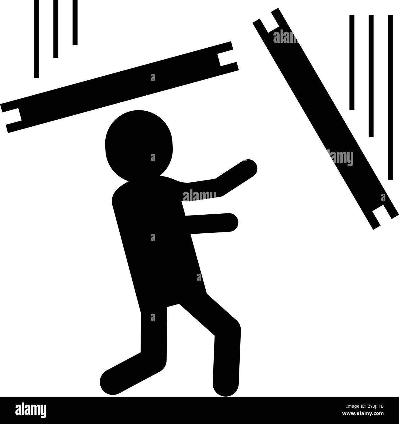Pictograms for falling objects, safety signs, danger, and alerts ...