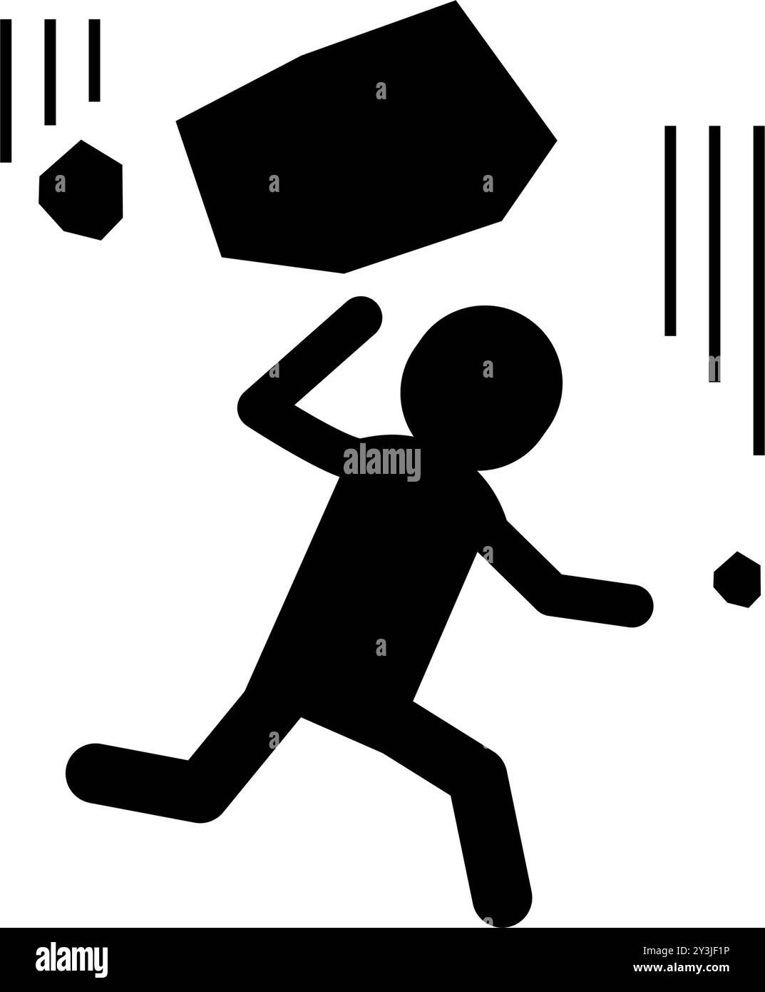 Pictograms for warning of falling rocks, safety signs, dangers, and ...