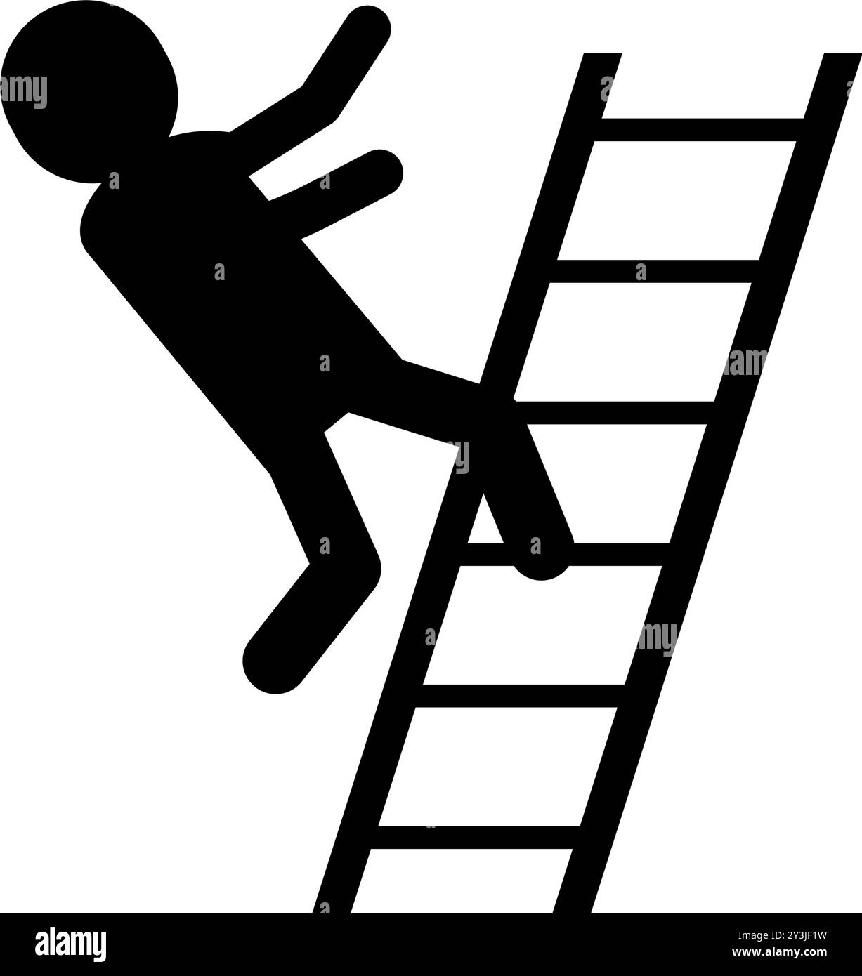 Pictograms of caution against falling, people falling from ladders ...