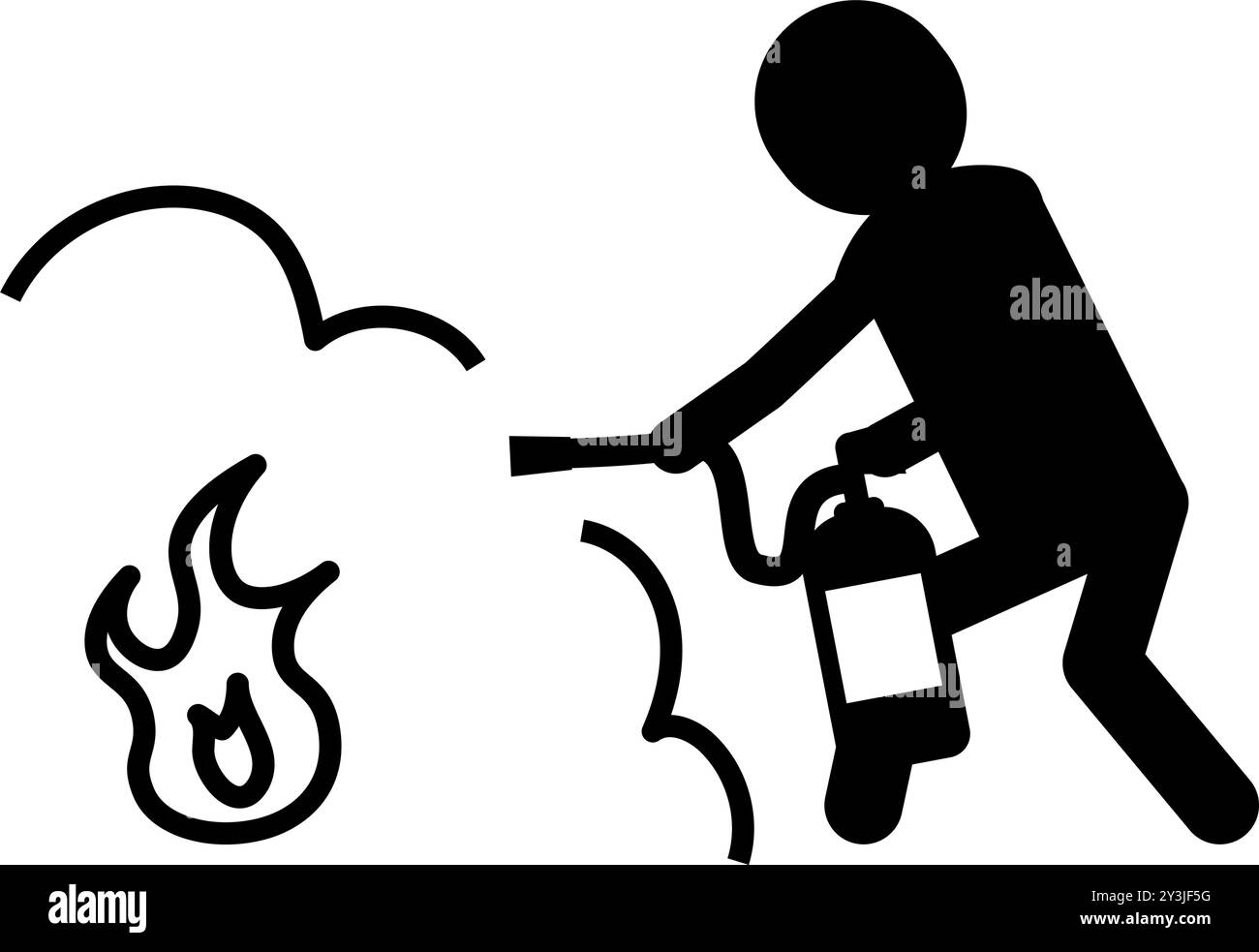 Pictograms of fire caution, fire extinguishers, safety signs, hazards ...