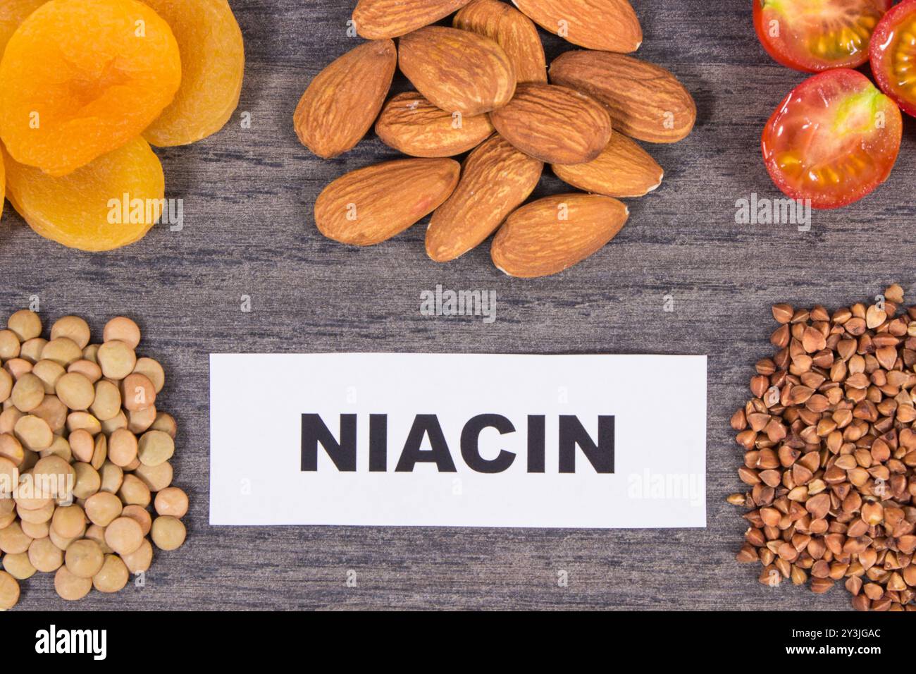 Healthy natural ingredients containing vitamin B3 and minerals ...