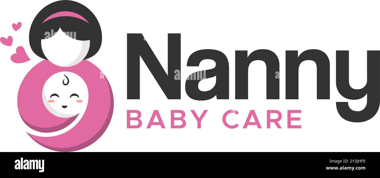 Modern colorful NANNY baby care love logo design Stock Vector Image ...