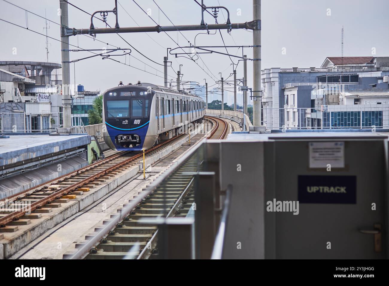 MRT Jakarta train, high speed commuter train on railways, public ...