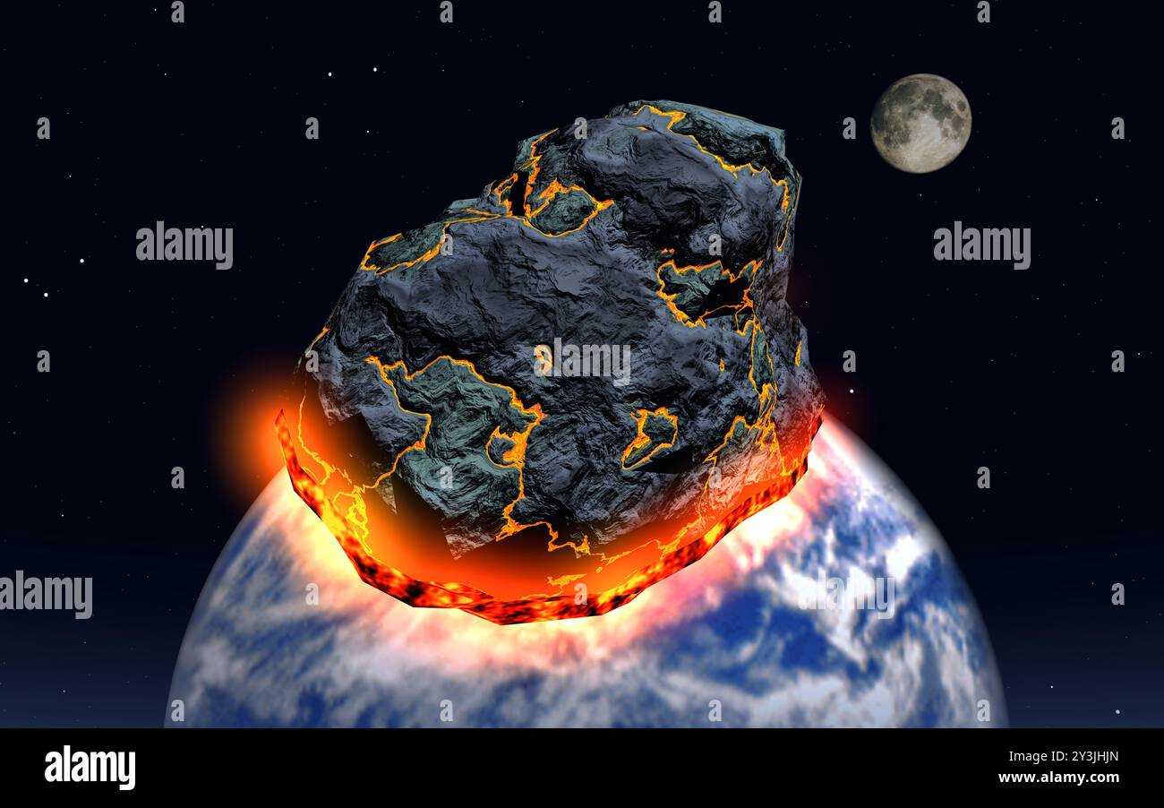 An Asteroid Hitting The Earths Atmosphere Stock Photo - Alamy