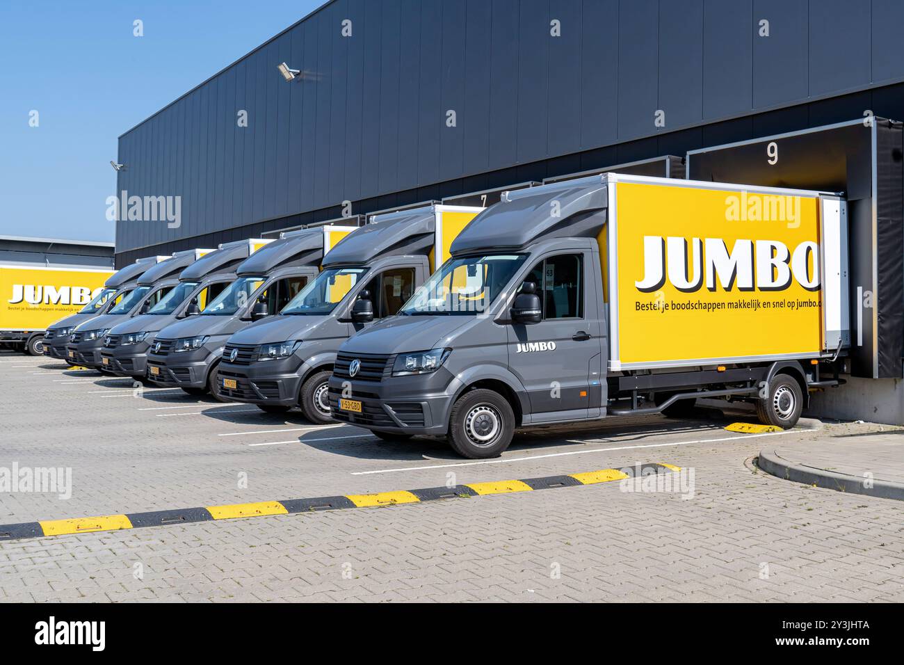Jumbo Volkswagen Crafter delivery vans at warehouse in Zwolle ...
