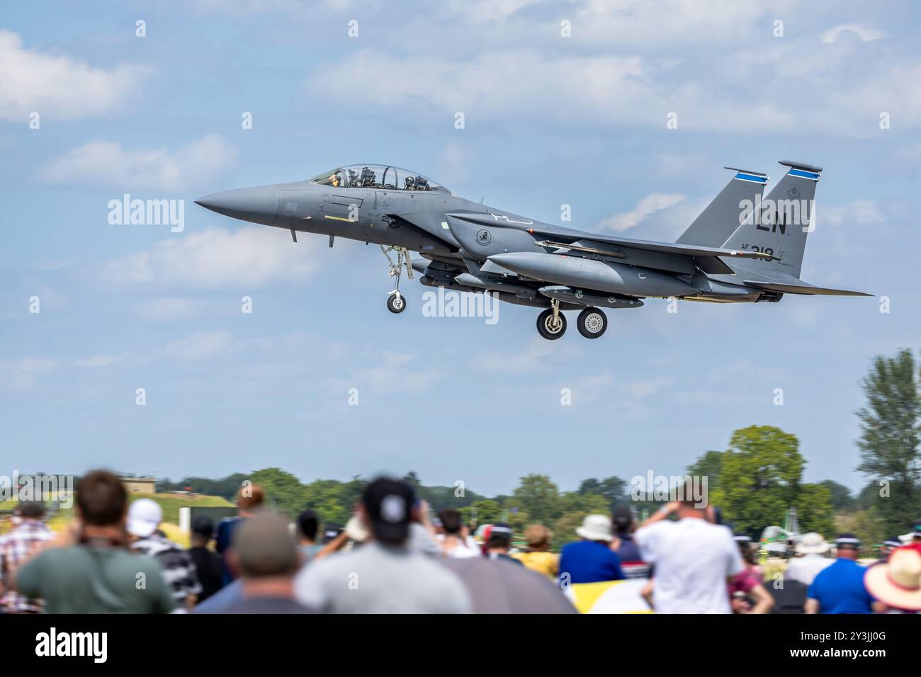 USAF - McDonnell Douglas F-15E Strike Eagle, arriving at RAF Fairford to take part in the static ...