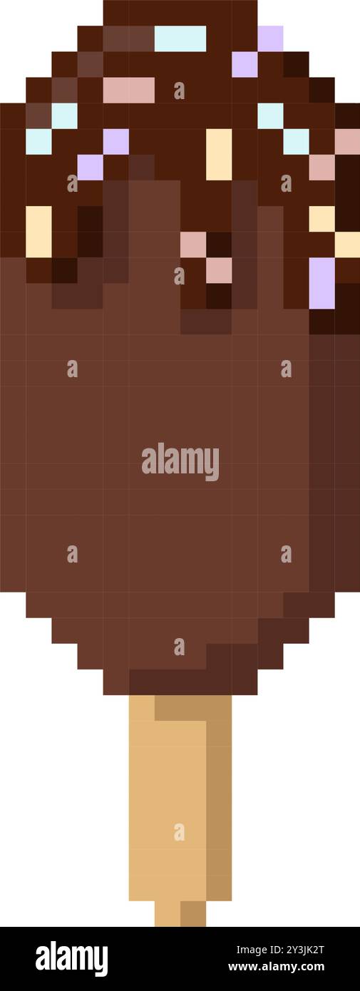 Chocolate ice-cream Popsicle with colorful sugar flat icon vector ...