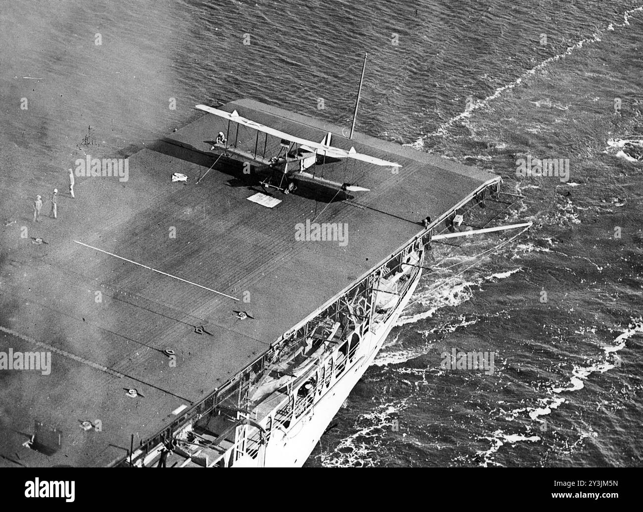 A U.S. Navy Aeromarine 39B spotted on the aft section of the flight ...