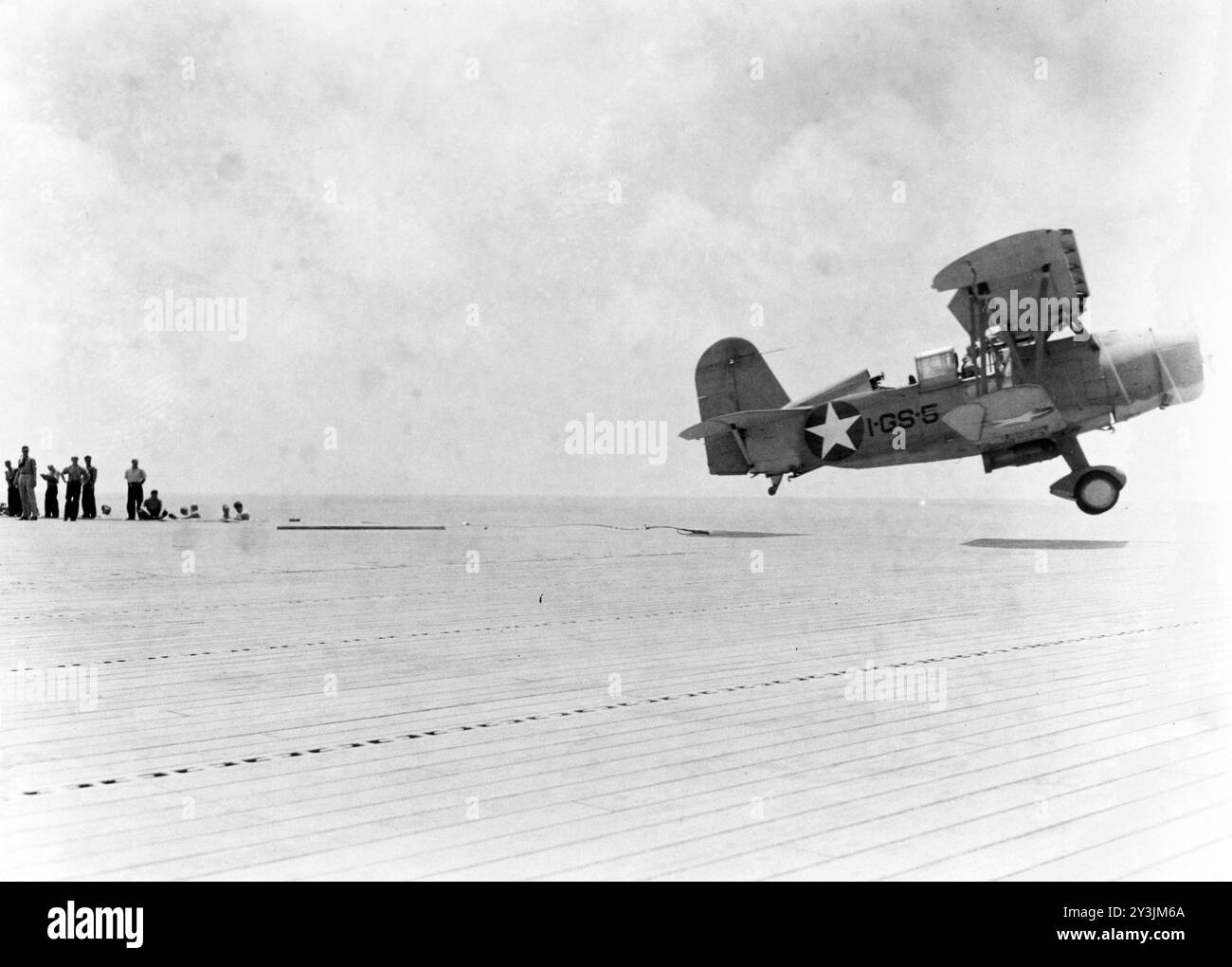 Curtiss SOC-3A Seagull of VGS-1 is launched from aircraft carrier USS ...