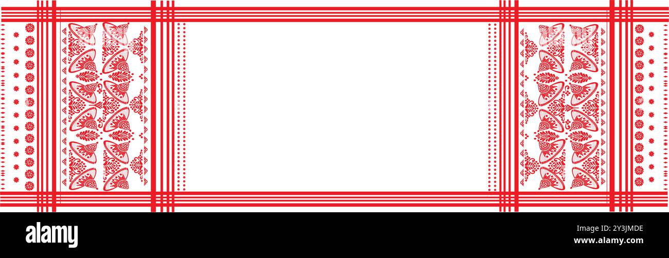 Assamese traditional gamosa of Assam with new patterns 2 Stock Vector ...